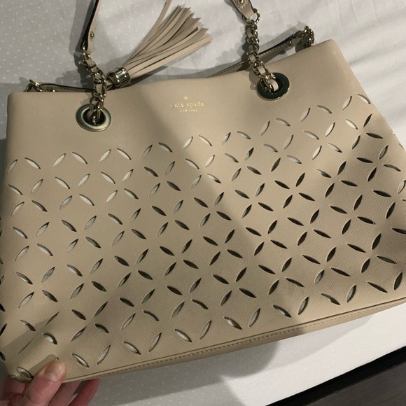 kate spade | Bags | Kate Spade Laser Cut Beige Tote Bag | Poshmark